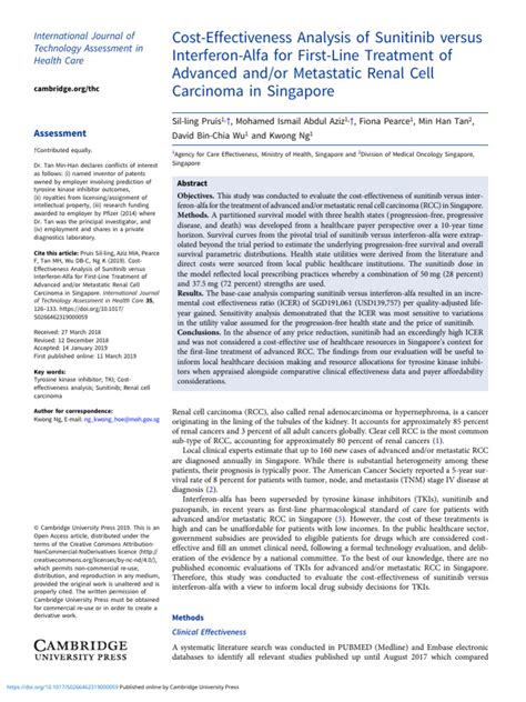 Cost Effectiveness Analysis Of Sunitinib Versus Interferon Alfa For First Line Treatment Of
