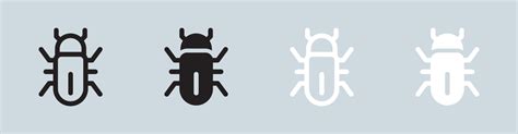 Bug Icon Set In Black And White Virus Signs Vector Illustration