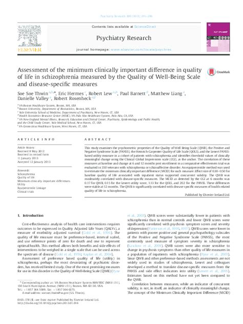 Pdf Assessment Of The Minimum Clinically Important Difference In Quality Of Life In