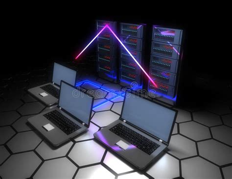 future datacenter concept 3d illustration stock illustration illustration of future laptop