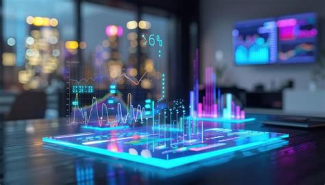 Dynamic Data Visualization Displaying Complex Analytics At Night In A