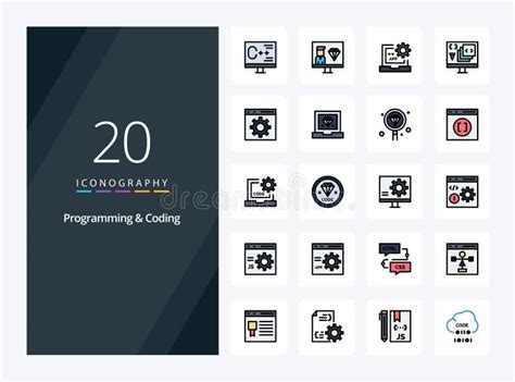 20 Programming And Coding Line Filled Icon For Presentation Stock