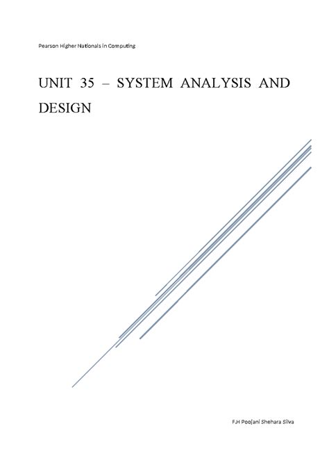 System Analysis Design F Poojani Shehara Silva Pearson Higher Nationals In Computing Unit 35