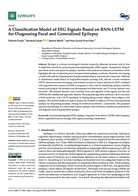 pdf a classification model of eeg signals based on rnn lstm for