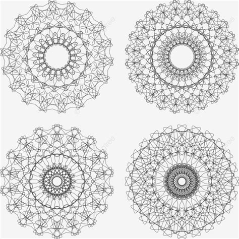 Set Dari Vektor Guilloche Mawar Empat Microprint Lambang Vektor Empat Lambang Cetak Mikro Png