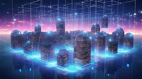 Premium Ai Image Block Chain Network And Smart City Artificial