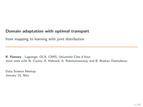 Ppt Domain Adaptation With Optimal Transport From Mapping To