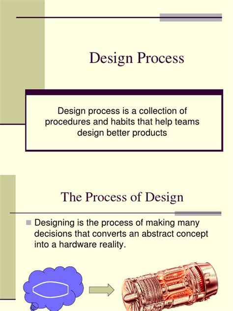 Design Process Design Process Is A Collection Of Procedures And Habits