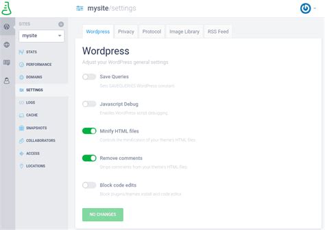 Settings Section