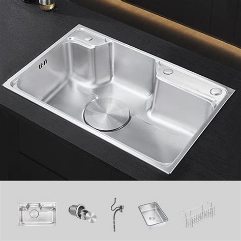 Classic Stainless Steel Sink Overflow Hole Kitchen Sink With Faucet