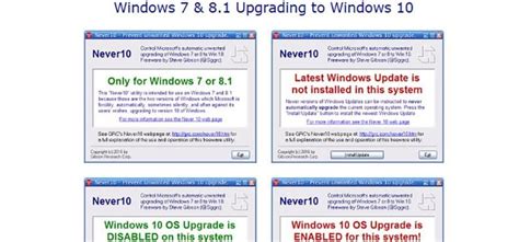Never10 Stops Windows 10 Upgrade Prompts