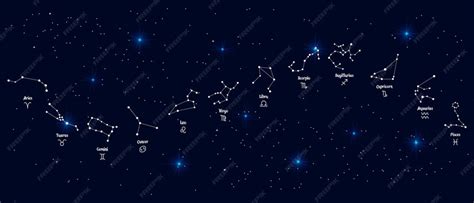 Premium Vector Astrological Constellations Of The Zodiac Signs On The Background Of The Cosmos