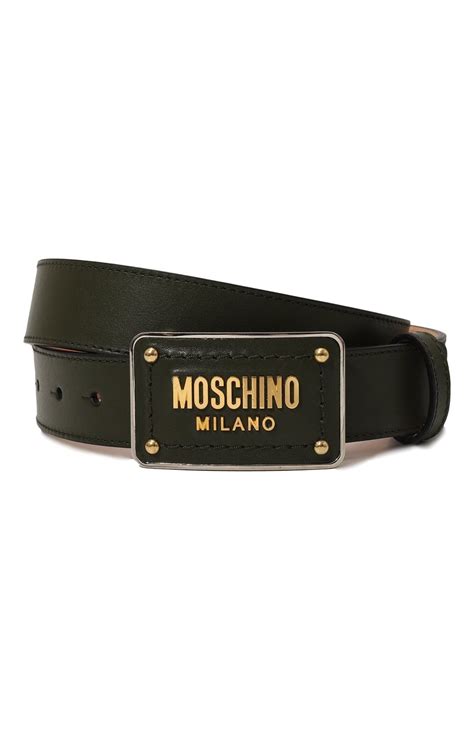 Мужской хаки кожаный ремень MOSCHINO купить в интернет-магазине ЦУМ ...