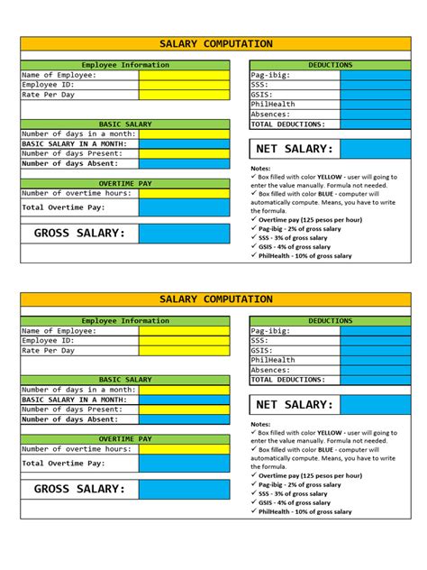 Ms Excel Salary Computation Pdf Salary Overtime