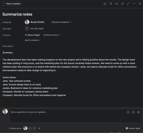 transform meeting notes to asana tasks with openai summary