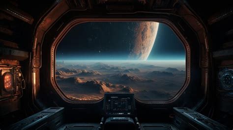 Premium Photo | Arafed view of a planet from a space station window generative ai