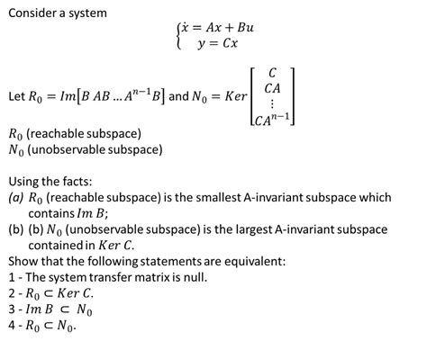 consider a system {x ax bu y cx let r 0