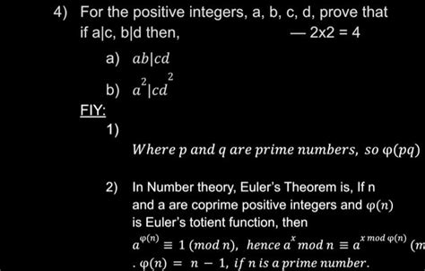Solved For The Positive Integers Abcd Prove That If