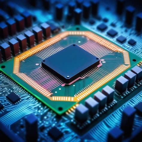 Premium Photo Integrated Microchip Circuit Board For Server Central Computer Processor