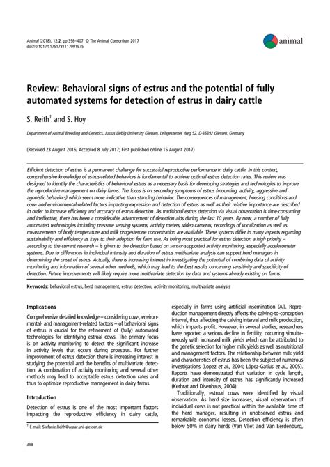 Pdf Review Behavioral Signs Of Estrus And The Potential Of Fully