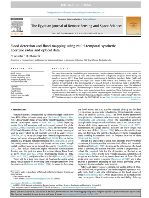 Flood Detection And Flood Mapping Using Multi Temporal Synthetic Pdf