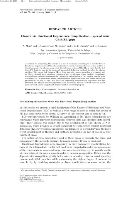 pdf closure via functional dependence simplification