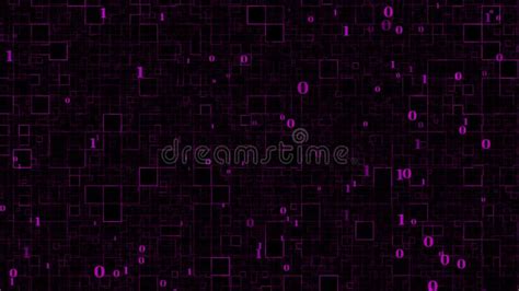 Binary Pink Color Abstract Box Pattern Dark Technology Background Stock