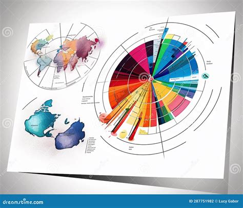 Data Visualization Charts Diagrams Vibrantly Illustration With White Background Stock