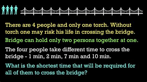 Bridge And Torch Problem Microsoft Interview Puzzle Youtube