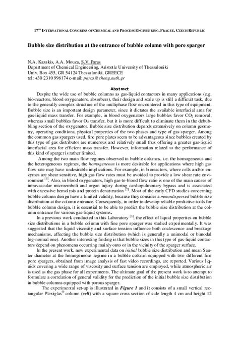 Pdf Bubble Size Distribution At The Entrance Of Bubble Column With