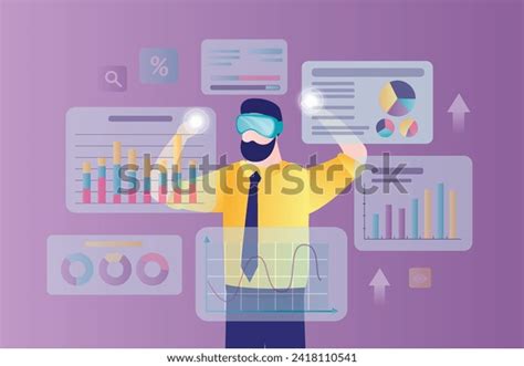 Innovation Workflow Analysis Businessman Wear Virtual Stock Vector Royalty Free 2418110541