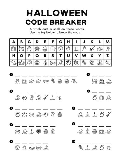 Magenta Halloween Code Breaker Worksheet Pdf