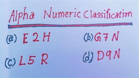Alpha Numeric Classification Reasoning👍👍👍 Youtube