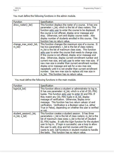 csc121 programming prolect page you must define the