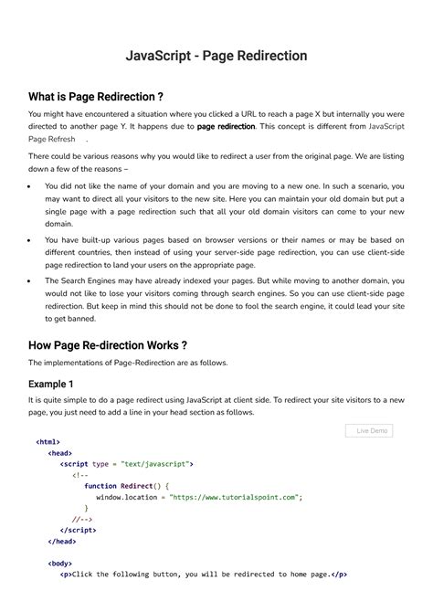 Java Script Page Redirection Javascript Page Redirection What Is