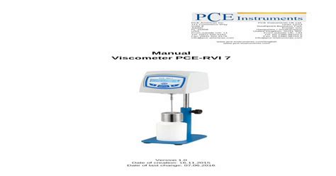 Pdf Instruction Manual Viscometer Pce Rvi 7manual 3 1 Introduction