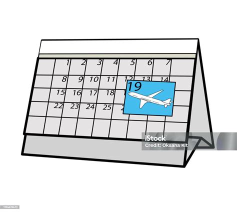 비행기로 여행하는 달력의 날짜입니다 출장을 계획했습니다 벡터 일러스트레이션을 참조하십시오 플랫 디자인 관광에 대한 스톡 벡터 아트 및 기타 이미지 Istock