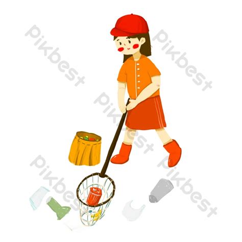 Drawing Girl Salvaging Garbage PSD PNG Images Free Download Pikbest