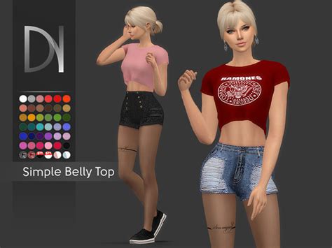 The Sims Resource Simple Belly Top Hq