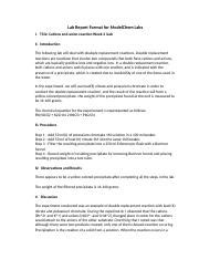 Week ILab Report Lab Report Format For ModelChem Labs I Title Cations And Anion Reaction