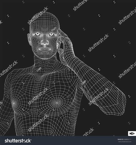 Man Thinker Pose 3d Model Man Stock Vector Royalty Free 588803111