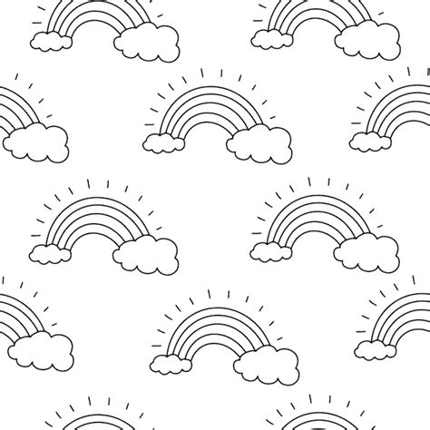 Premium Vector Seamless Rainbow Pattern In Doodle Style Vector Illustration For Your Design