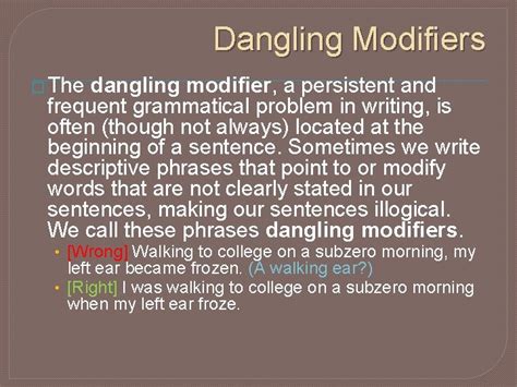 English 7 Misplaced And Dangling Modifiers The Difference