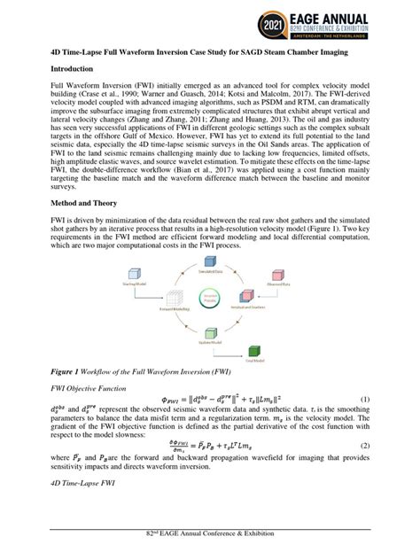 4d Time Lapse Full Waveform Inversion Ca Pdf Inverse Problem Reflection Seismology