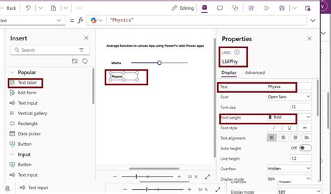 average function in canvas app using powerfx with power apps