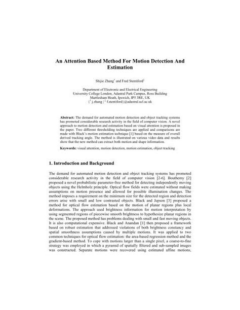 An Attention Based Method For Motion Detection And Estimation