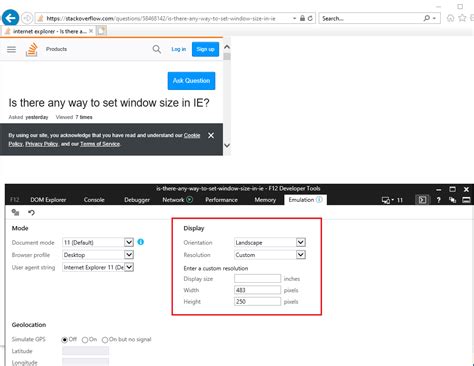 Internet Explorer Is There Any Way To Set Window Size In Ie Stack