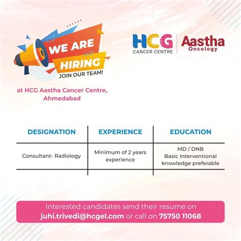 Dr Juhi Trivedi On Linkedin Clinicians Hiring Opportunity Hcgasthacancercenter