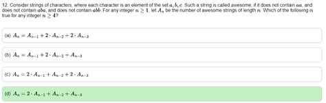 Solved Consider Strings Of Characters Where Each Chegg