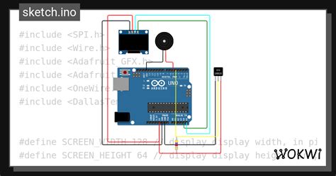 Temperature Sensor Dan Display Oled Buzzer Wokwi Esp32 Stm32